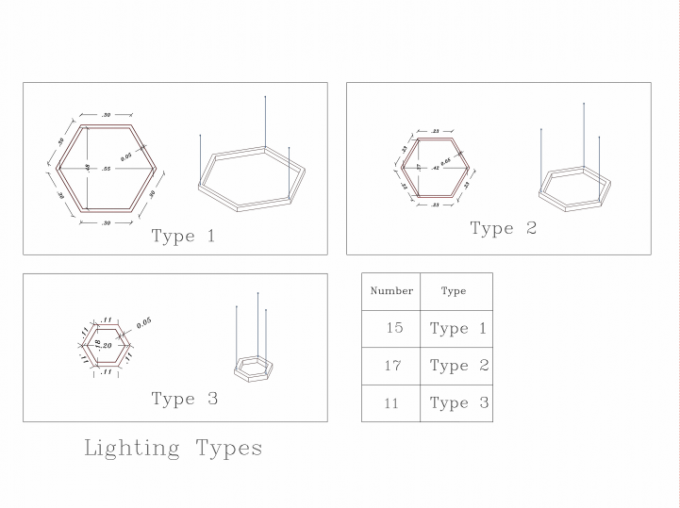 False Ceiling PVD Coated Metal LED Lighting Fixtures , Hanging Lamp