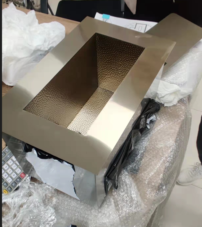 Stainless Steel Ice Well For Bar Hammered Champagne Finish