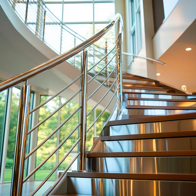 Space-Efficient Stainless Steel Handrails for Narrow Staircases